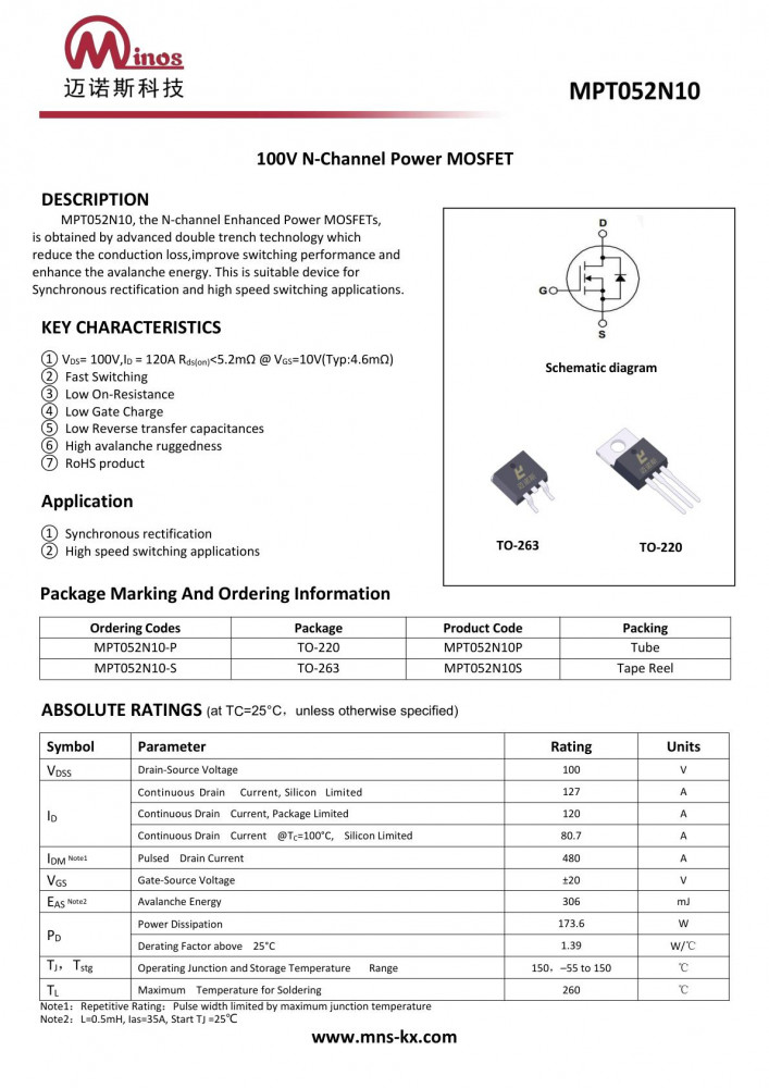 MPT052N10P datasheet page 1