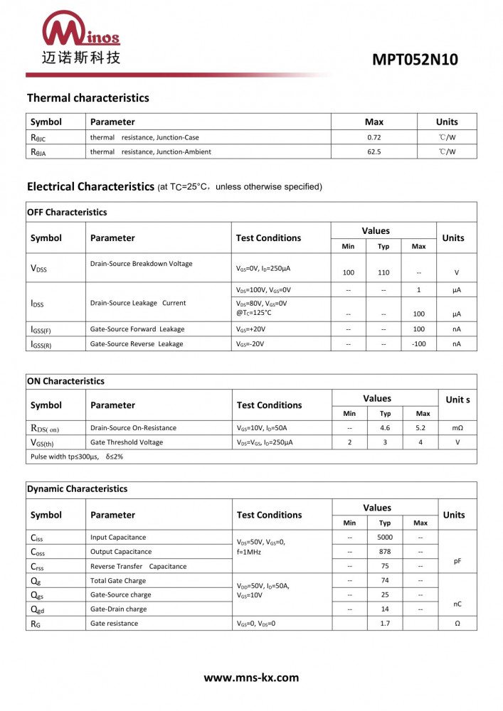 MPT052N10P datasheet page 2