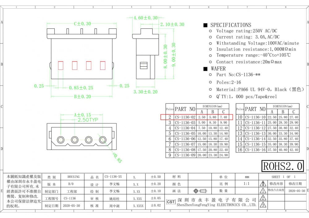 CST CS-1136-02 technical drawing and specifications