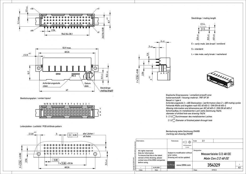 TE Connectivity ERNI 354329-E technical drawing