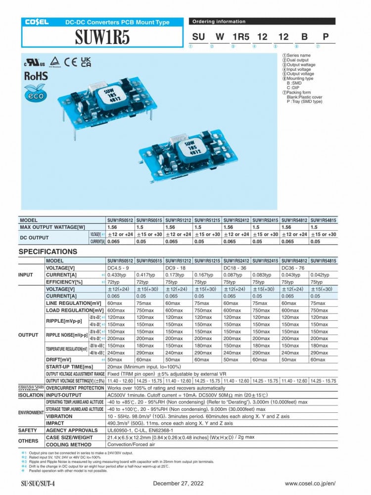 Cosel SUCS series datasheet page 4