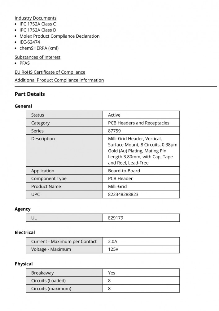 MOLEX 877597626 technical document page 2