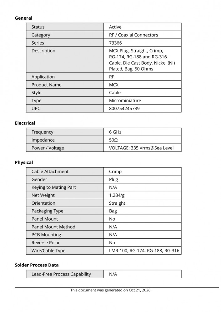 MOLEX 733660020 product document preview, page 2