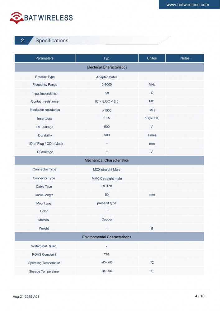 BWMCXJ-MMCXJ-RG178L500 datasheet page 4