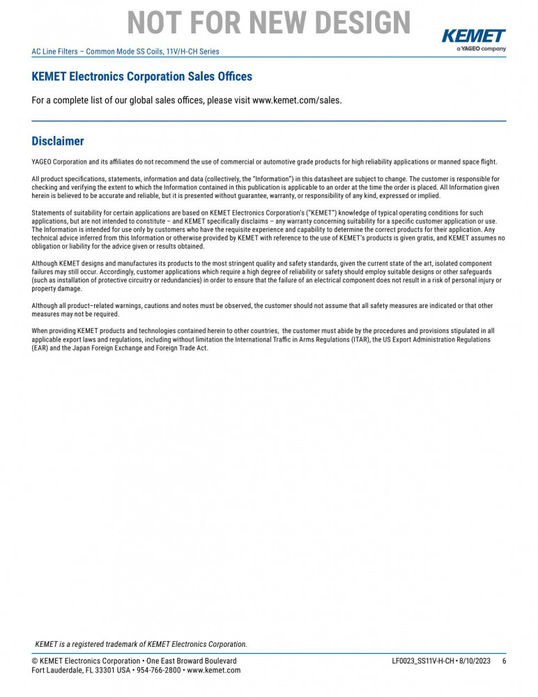 KEMET SS11V/H-CH datasheet page 6