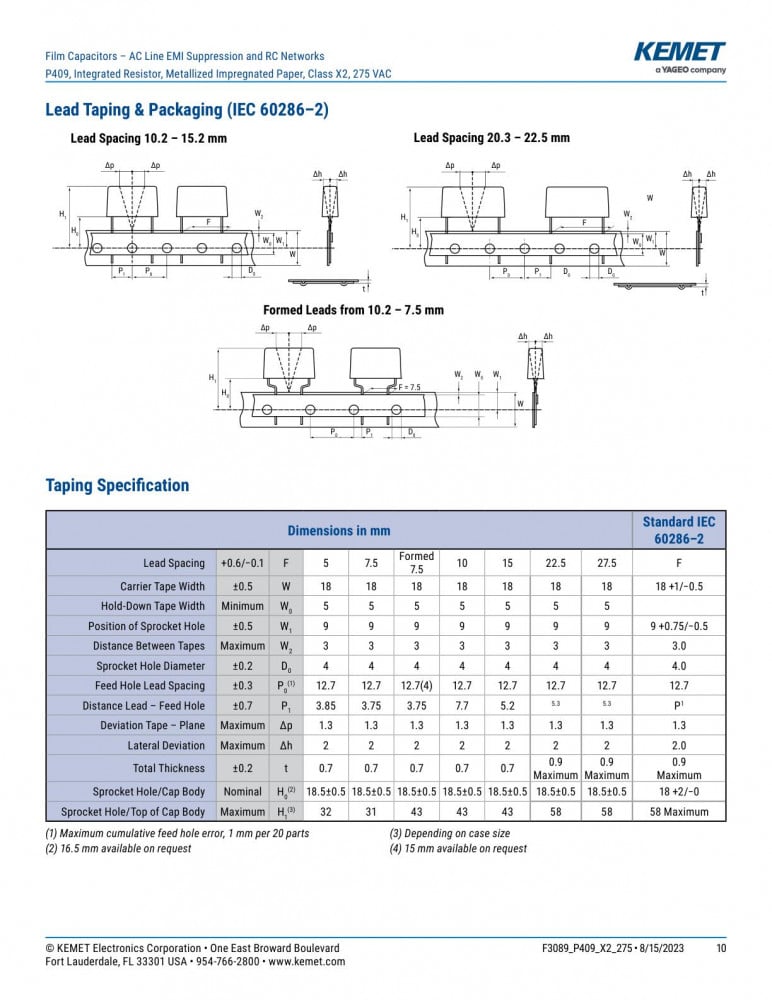 KEMET P409 datasheet page 10