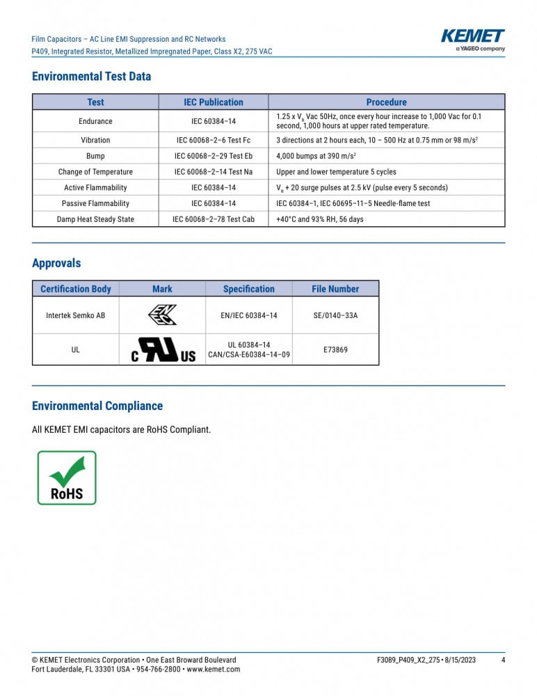 KEMET P409 datasheet page 4