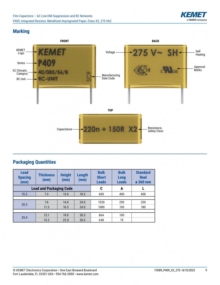 KEMET P409 datasheet page 9