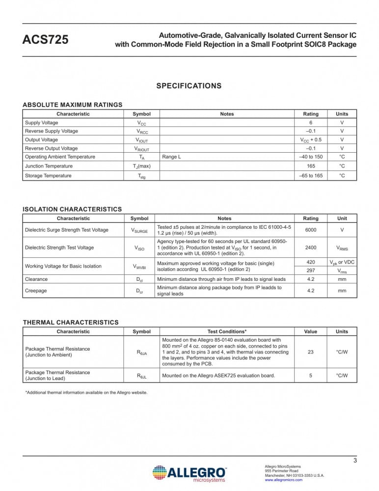 ACS725 datasheet page 3