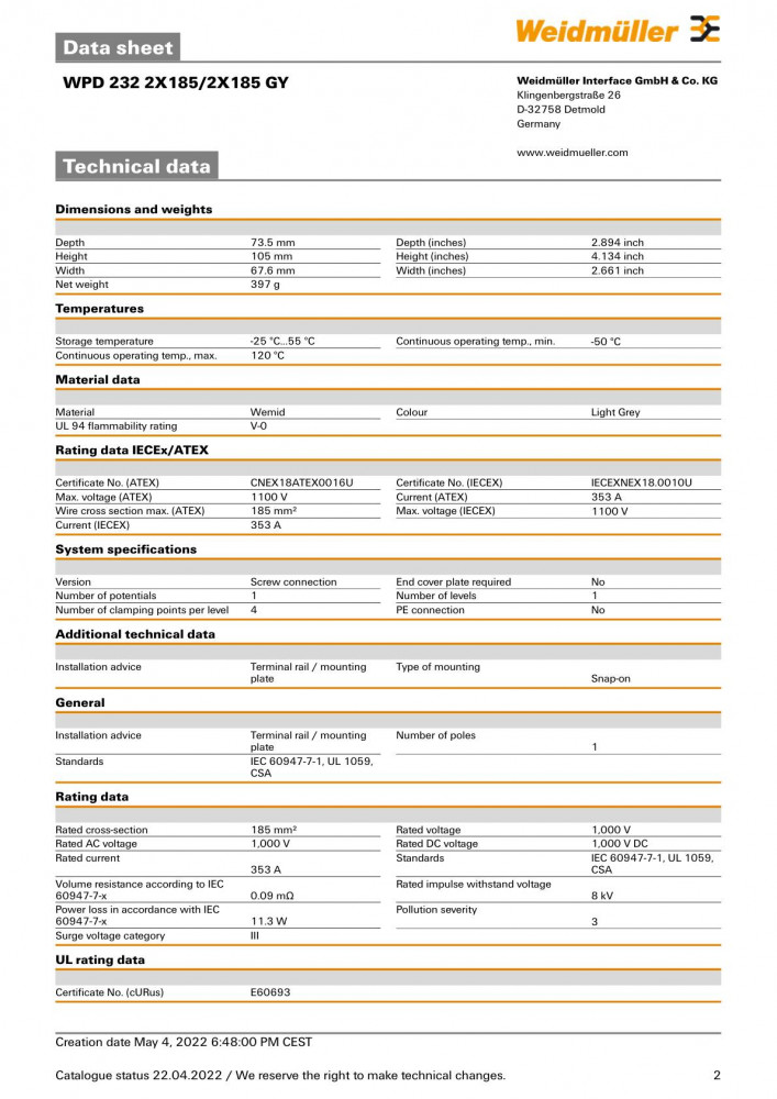 WEIDMULLER WPD 232 datasheet page 2