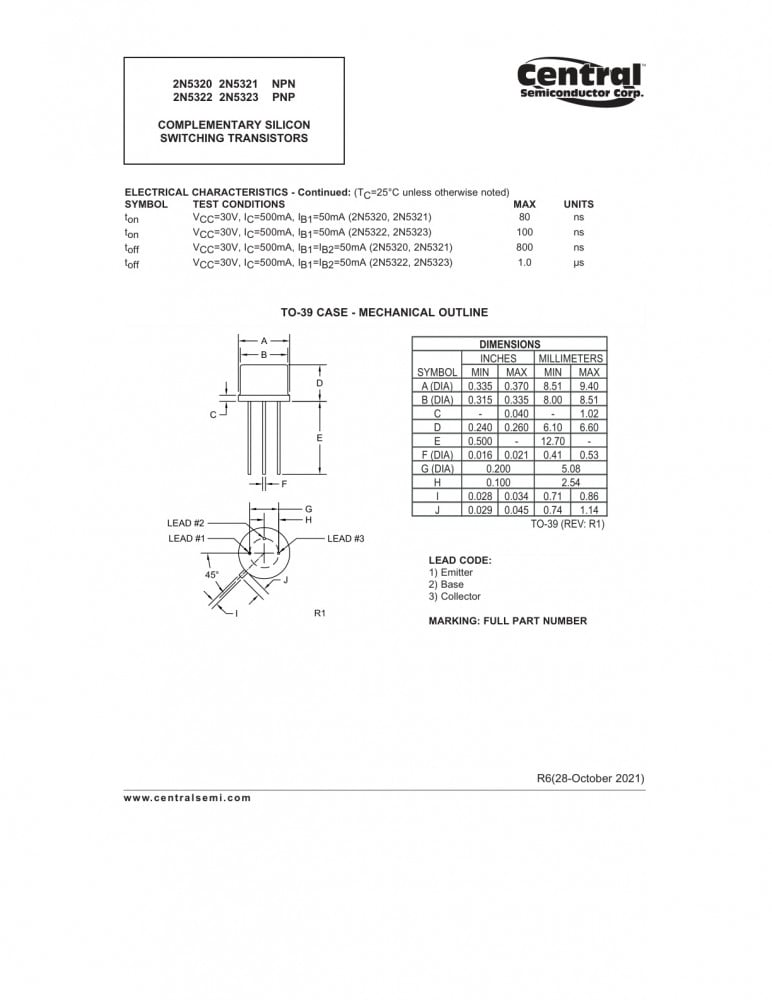 Central 2N5320 series datasheet page 2