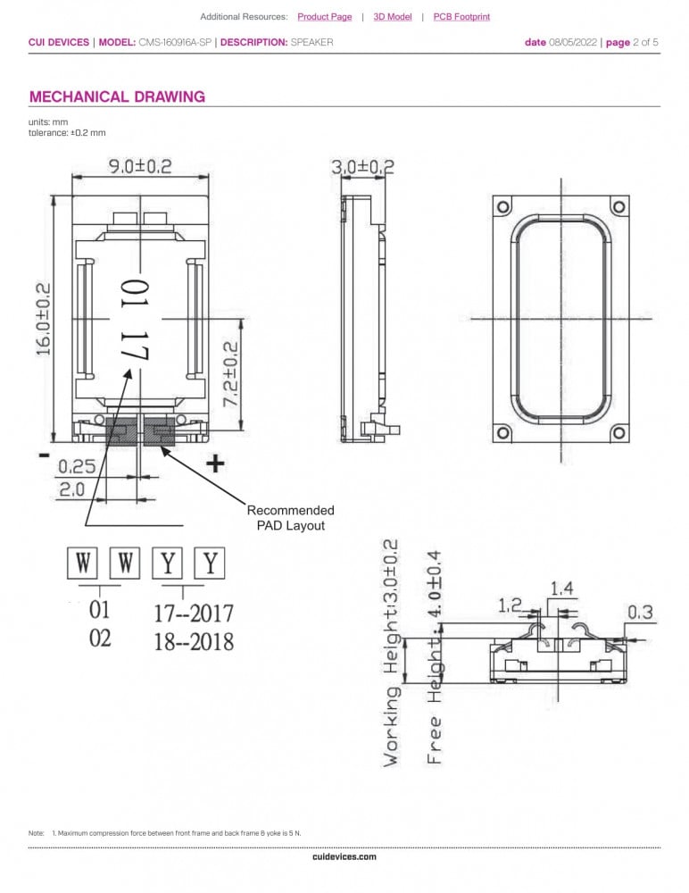 CMS-160916A-SP technical document page 2