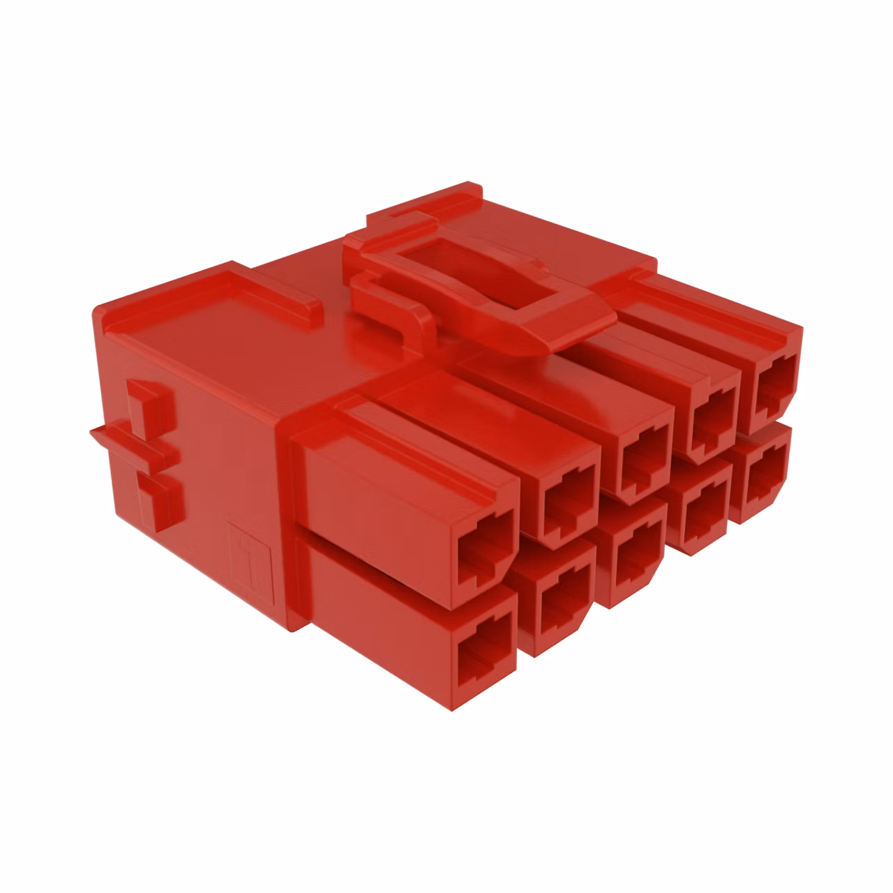 Mega-Fit ColorLock Tangless TPA-Capable Receptacle Housing, Dual Row, 10 Circuit, UL 94V-0, Glow-Wire Capable, Red for sale