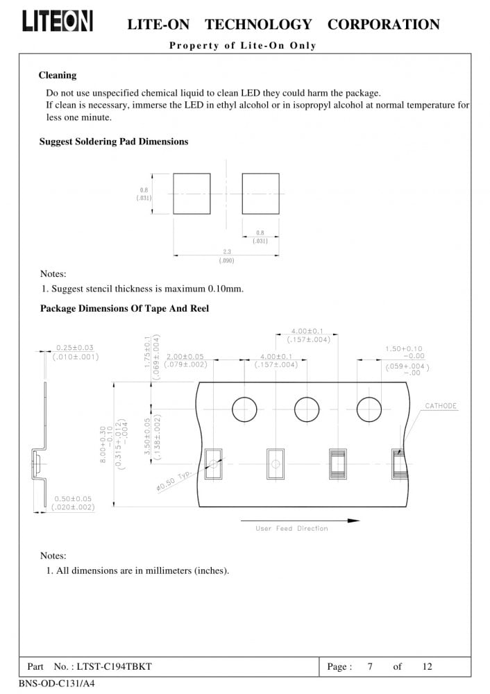 LTST-C194TBKT datasheet page 8