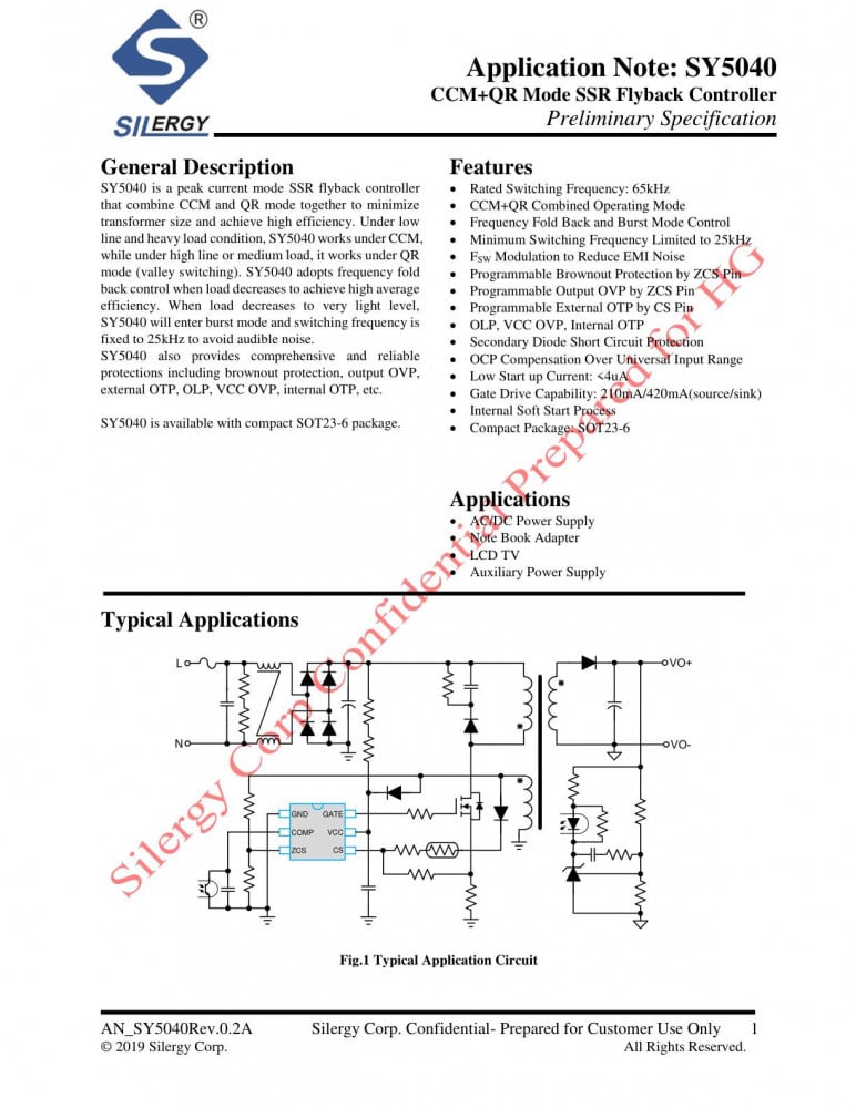 SY5040ABC datasheet page 1