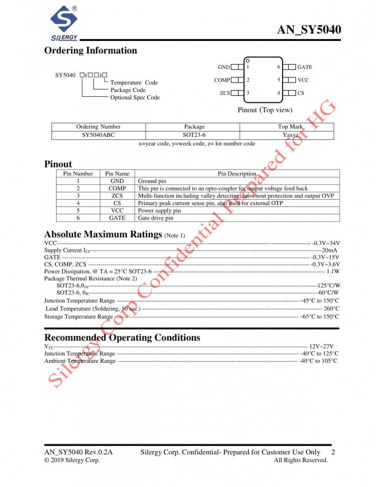 SY5040ABC datasheet page 2