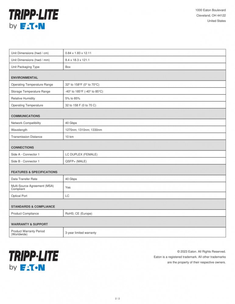 N286-40G-LR4 technical document page 2
