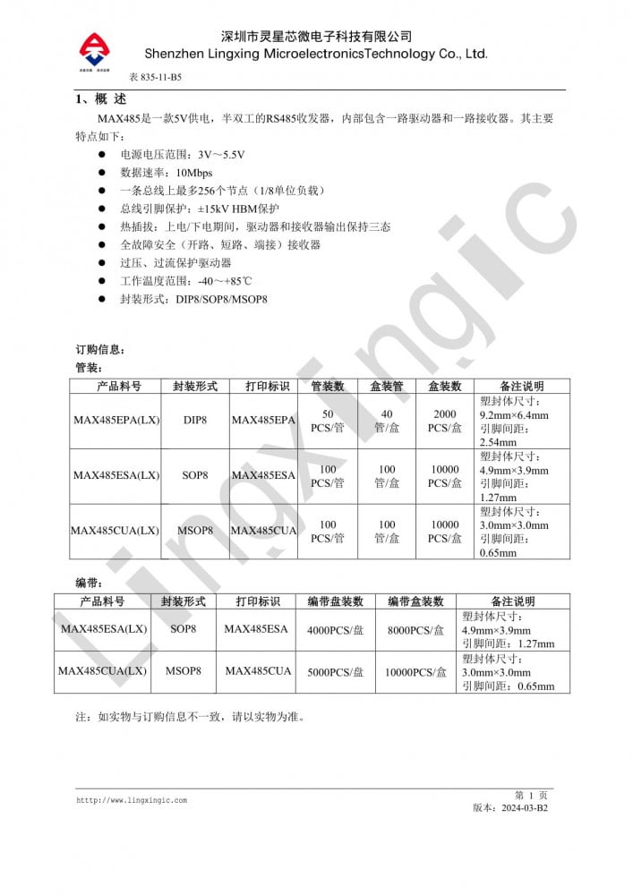 MAX485 datasheet page 3