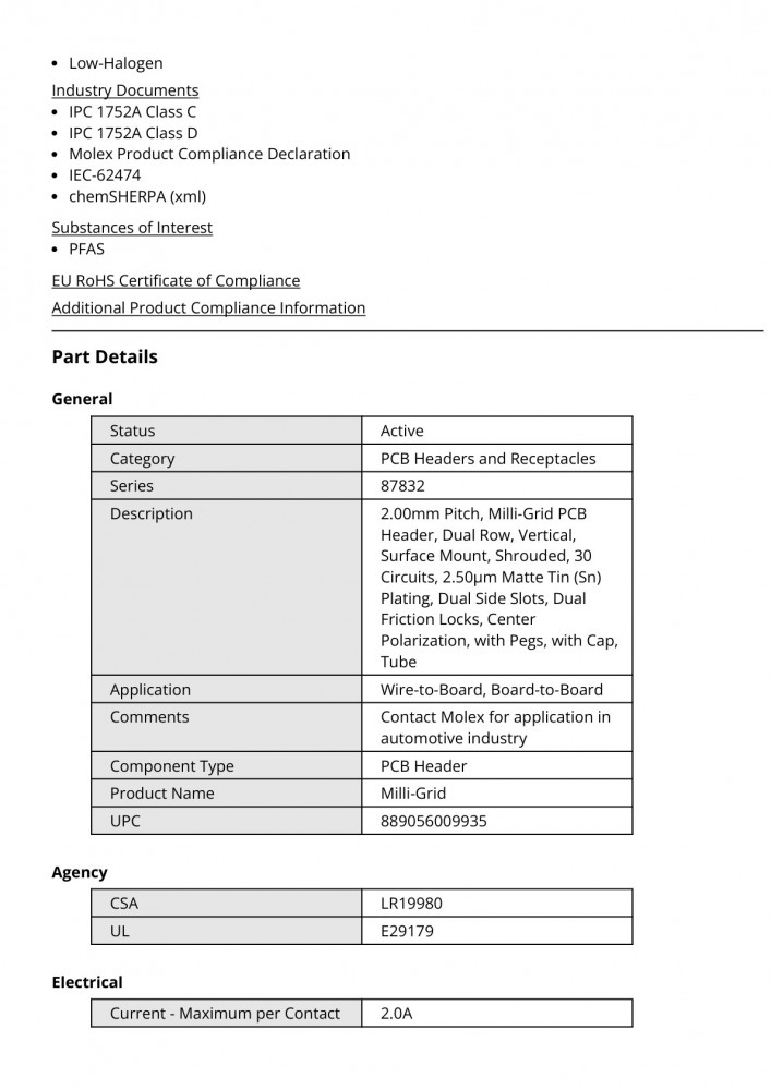MOLEX 878323072 technical document preview, page 2