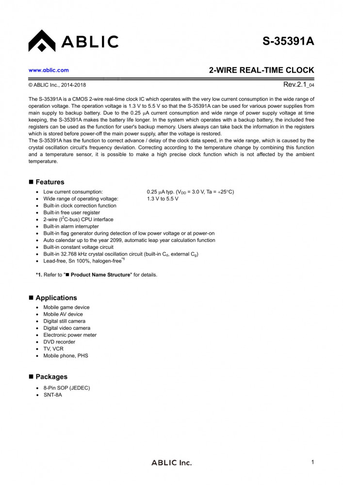 S-35391A datasheet page 1
