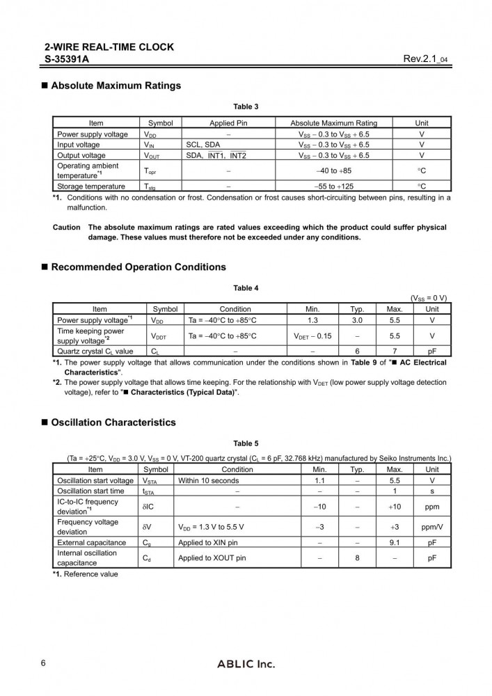 S-35391A datasheet page 6
