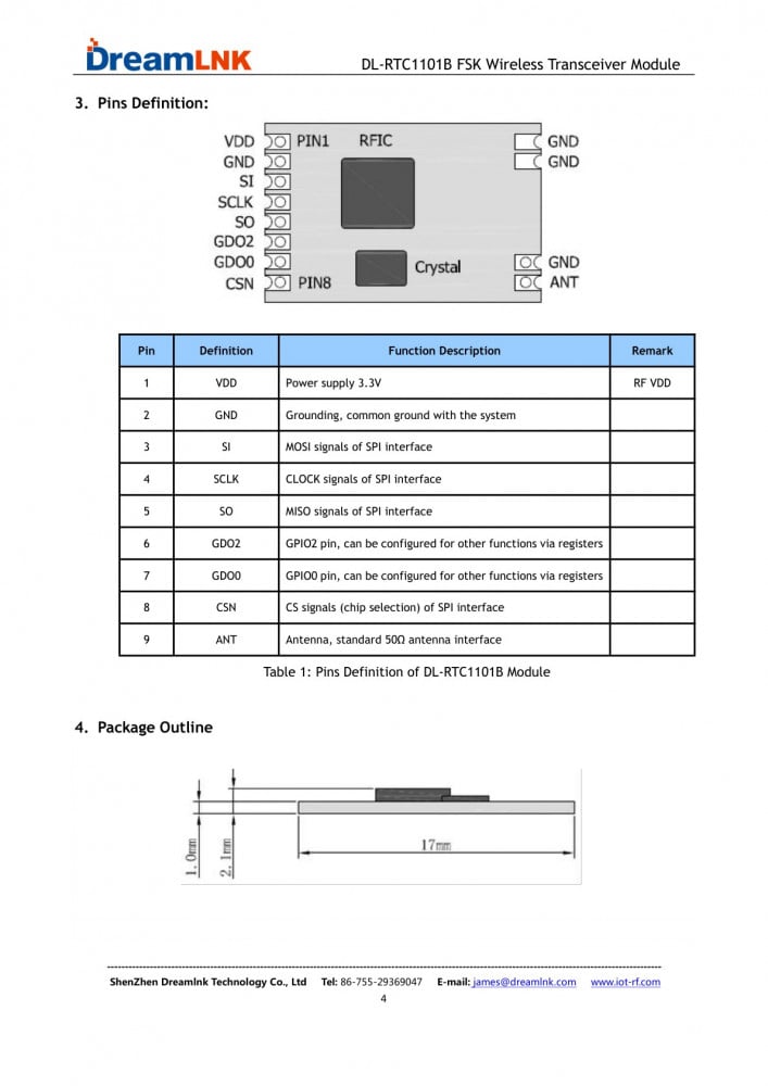 DL-RTC1101B-433M datasheet page 4