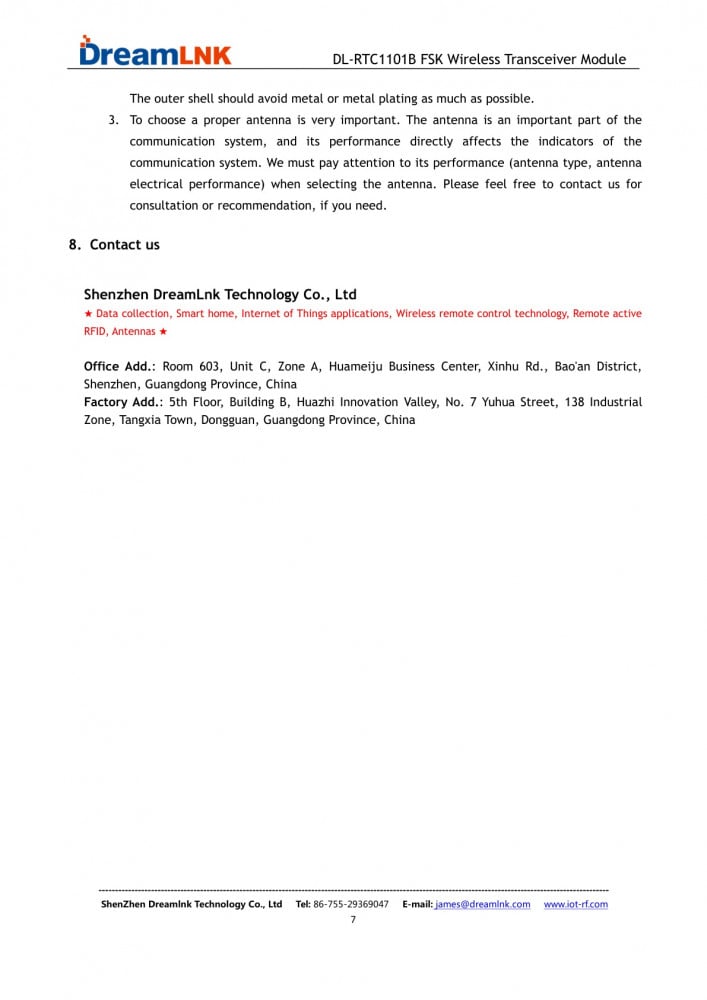 DL-RTC1101B-433M datasheet page 7