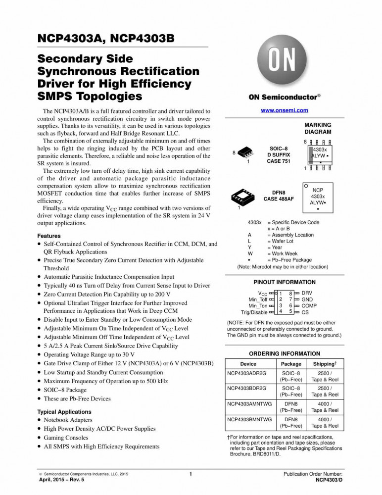 NCP4303 document page 1