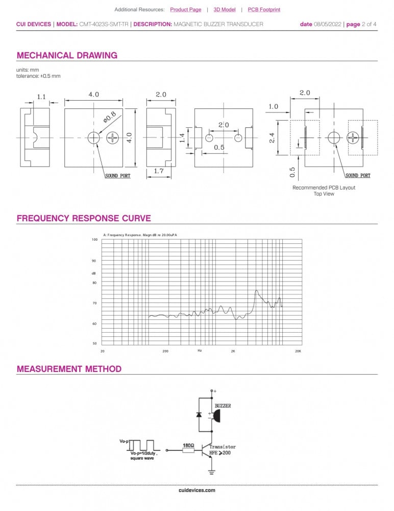 CMT-4023S-SMT-TR datasheet page 2
