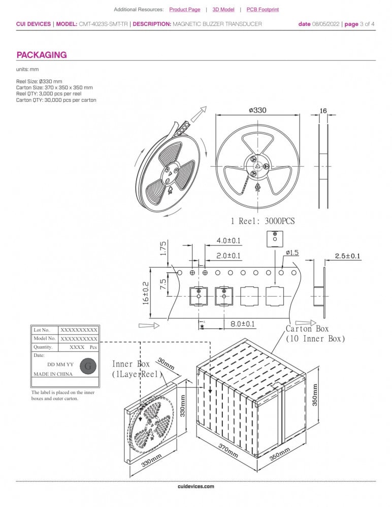 CMT-4023S-SMT-TR datasheet page 3