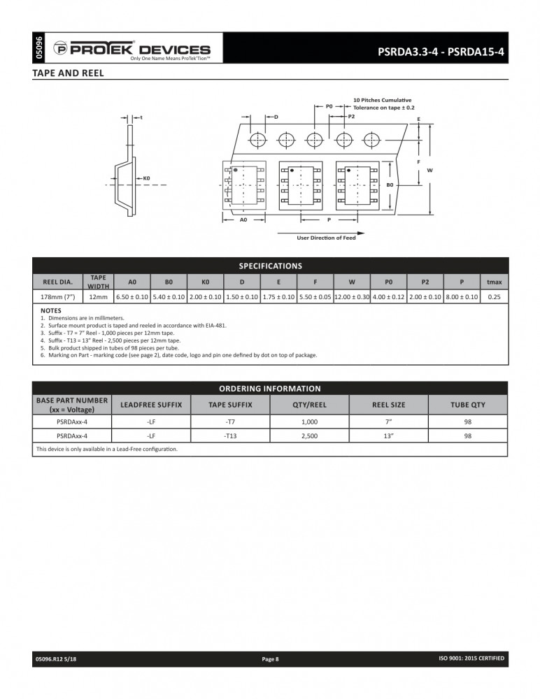 PSRDA3.3-4-LF-T7 datasheet page 8