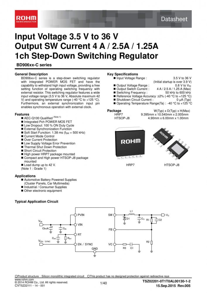 BD90640EFJ-CE2 datasheet page 1
