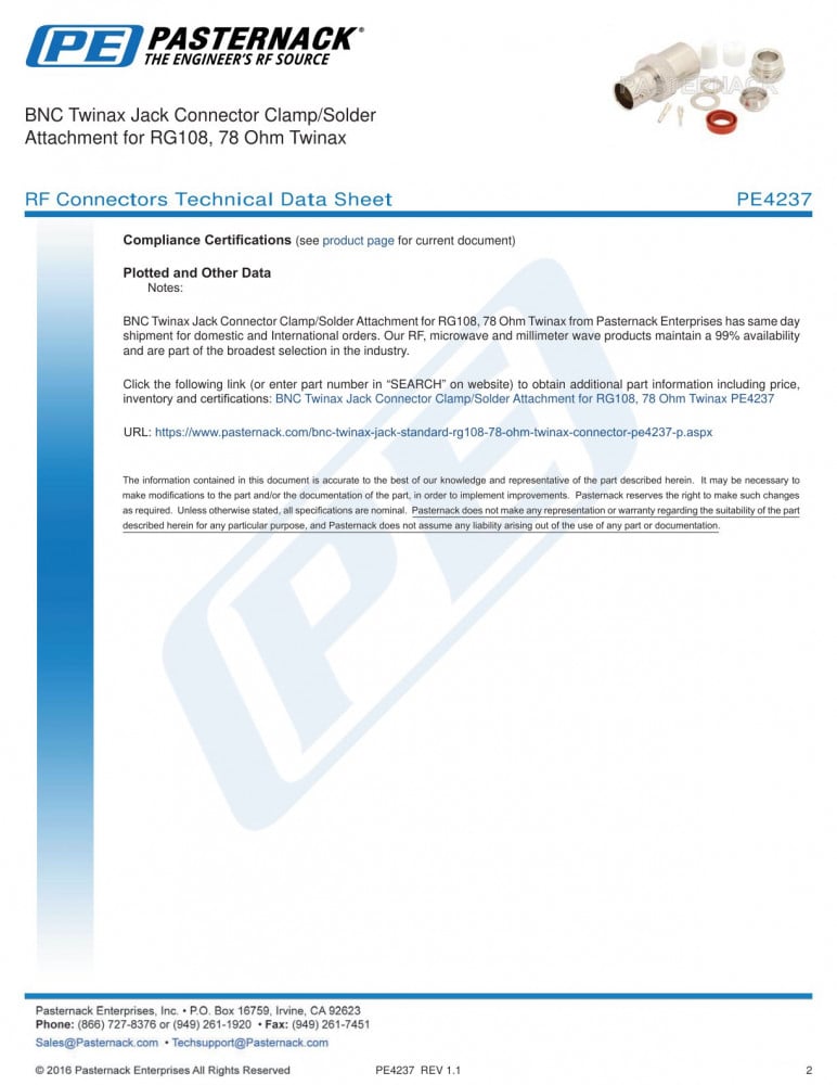 PASTERNACK PE4237 technical document page 2