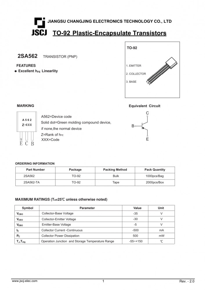 2SA562 datasheet page 1