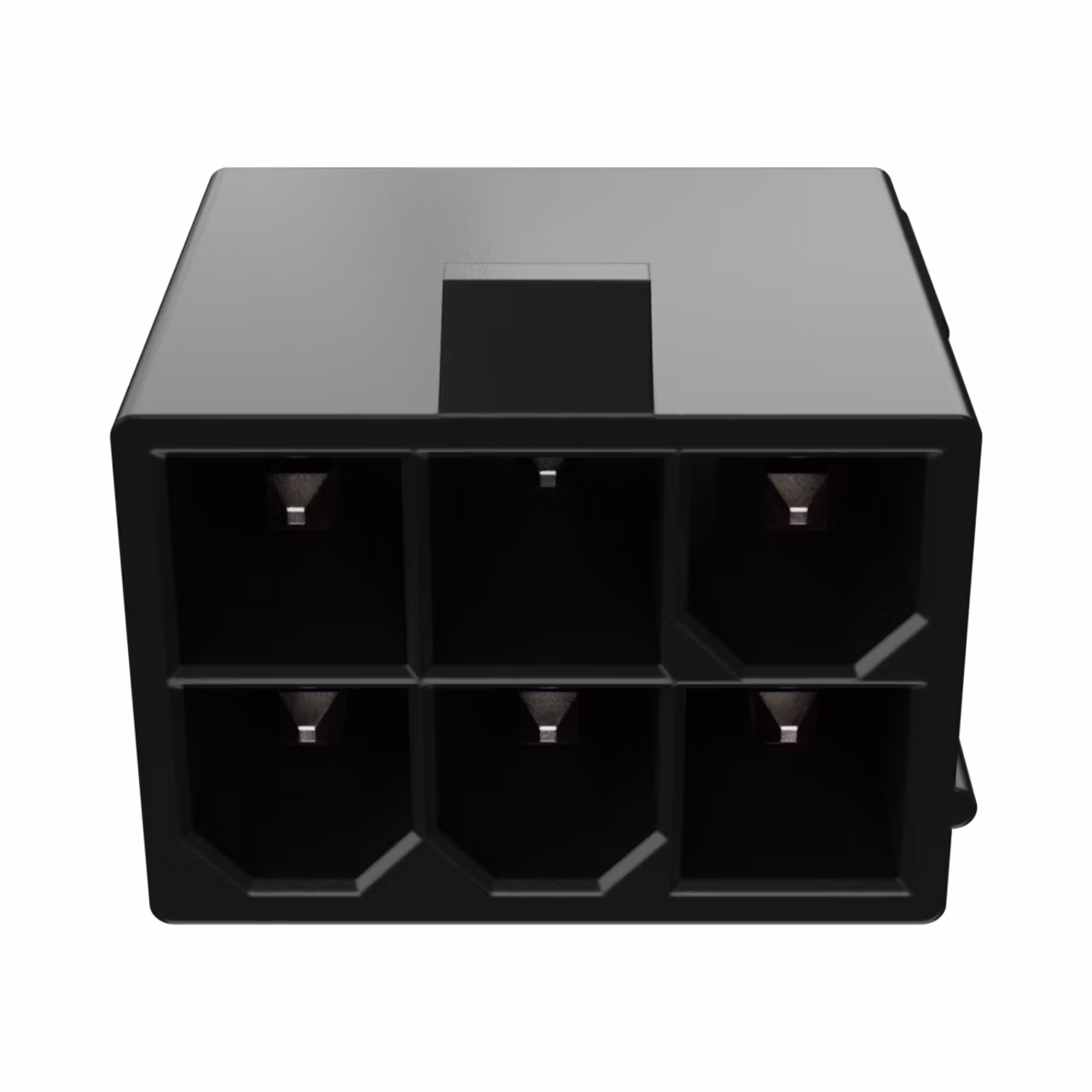 Mini-Fit Jr. First Mate / Last Break Header, 4.20mm Pitch, Dual Row, Right-Angle, 6 Circuits, Nylon 6/6 94V-0, Black, Matte Tin (Sn) Plating, with Mounting Pegs, Tray for sale