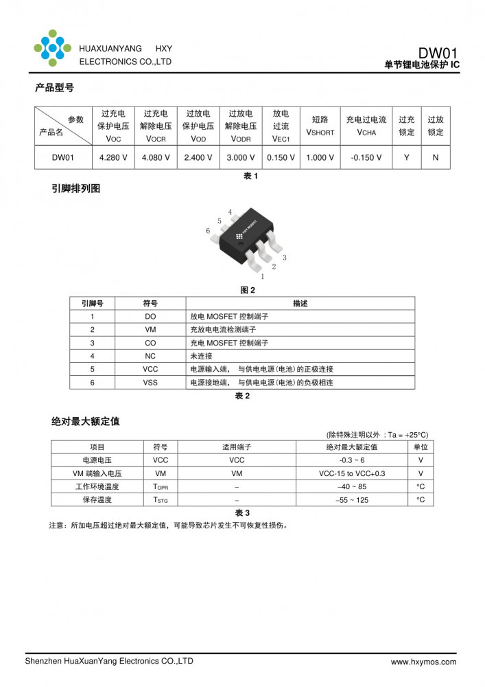 DW01 datasheet page 3