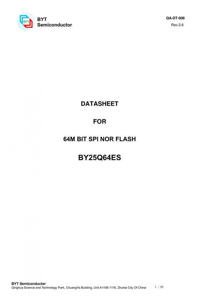 BY25Q64ES datasheet page 1