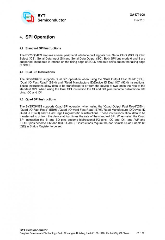 BY25Q64ES datasheet page 10
