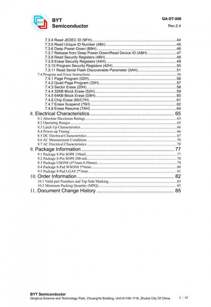 BY25Q64ES datasheet page 4