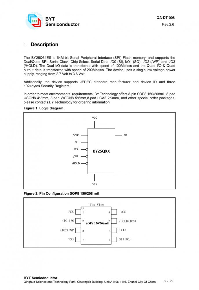 BY25Q64ES datasheet page 5
