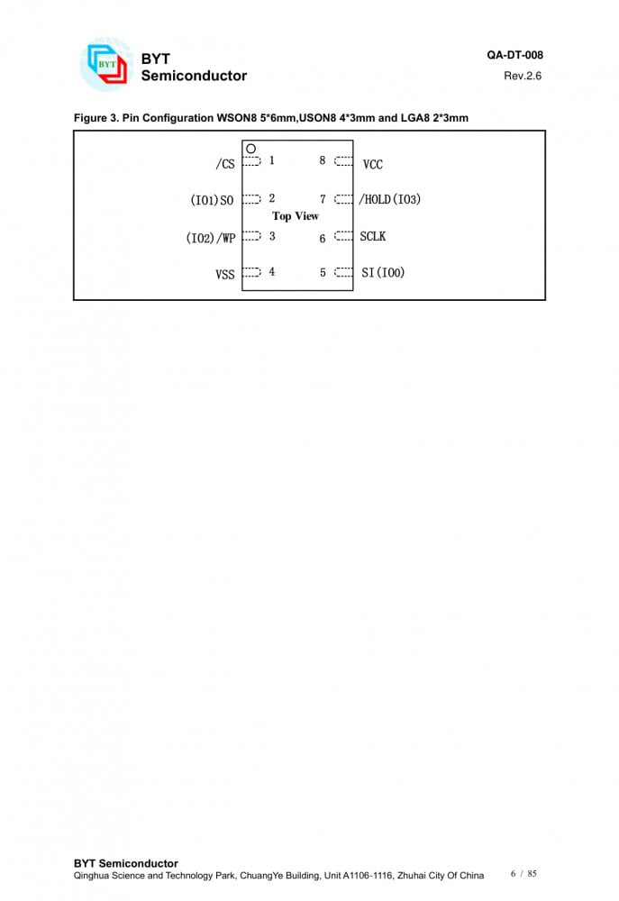 BY25Q64ES datasheet page 6