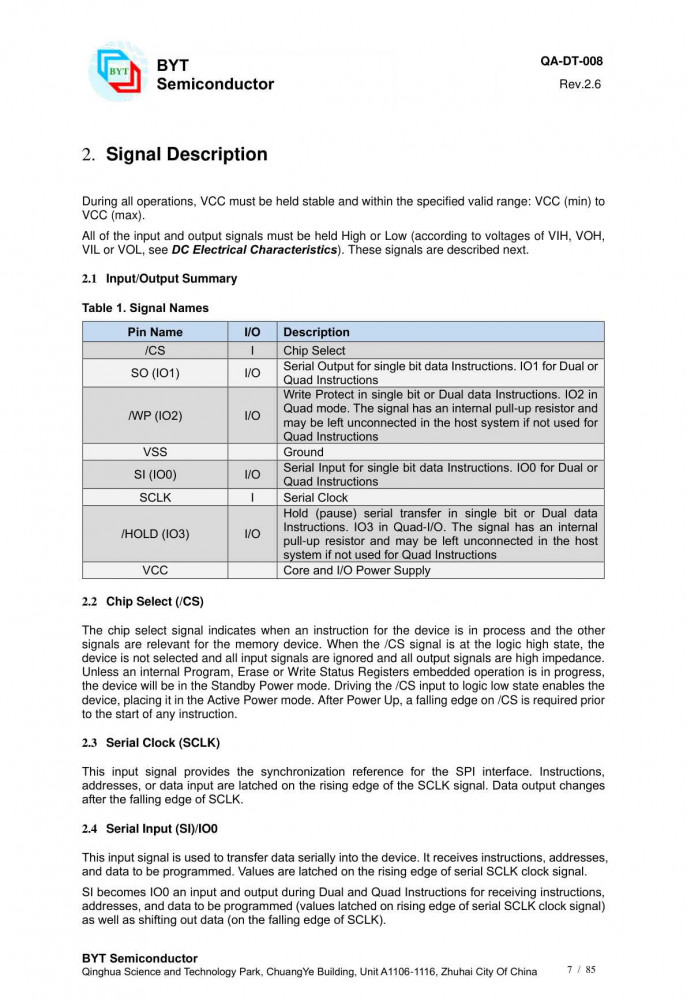 BY25Q64ES datasheet page 7