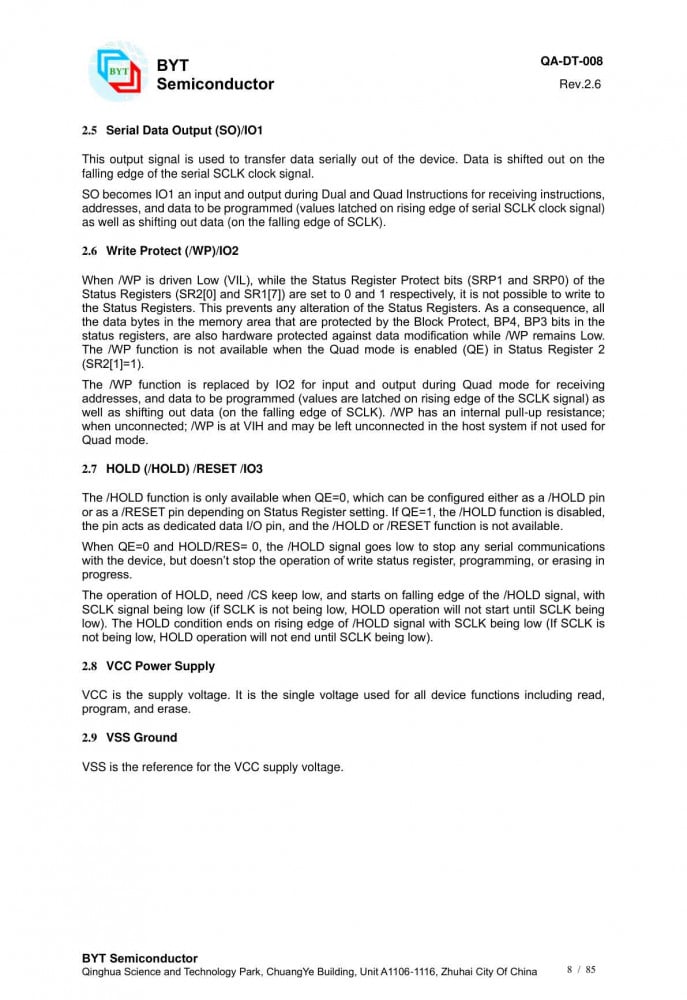 BY25Q64ES datasheet page 8