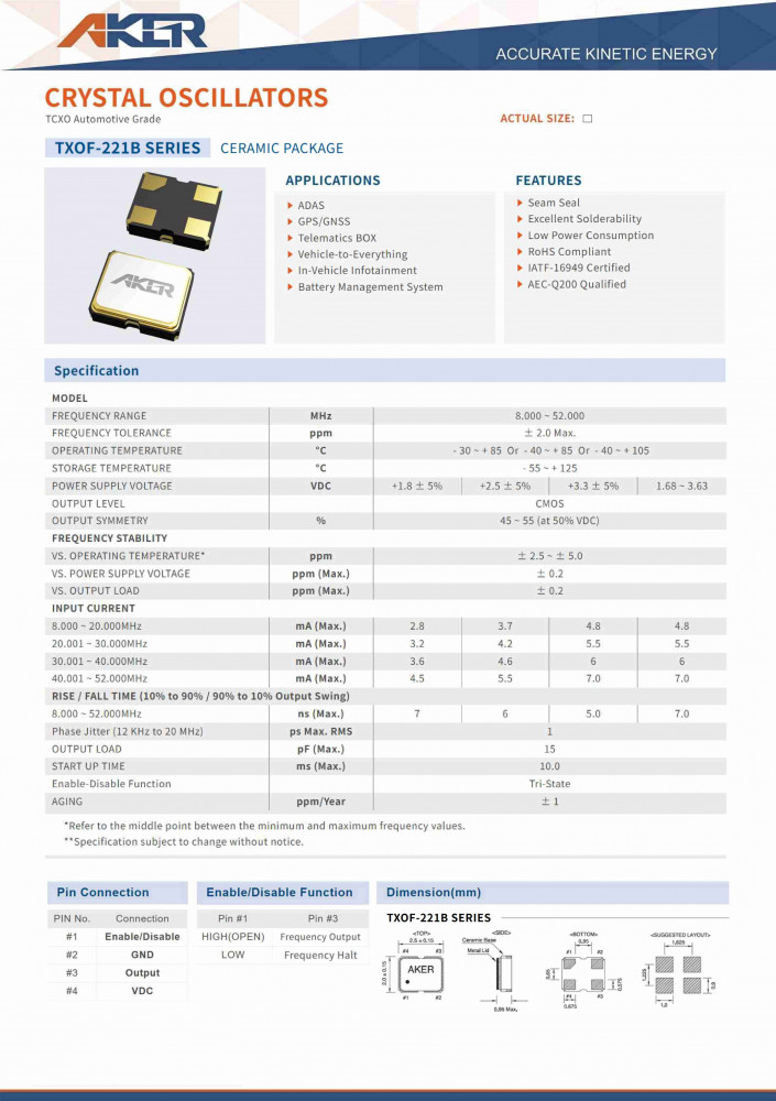 AKER TXOF-221B SERIES product documentation image