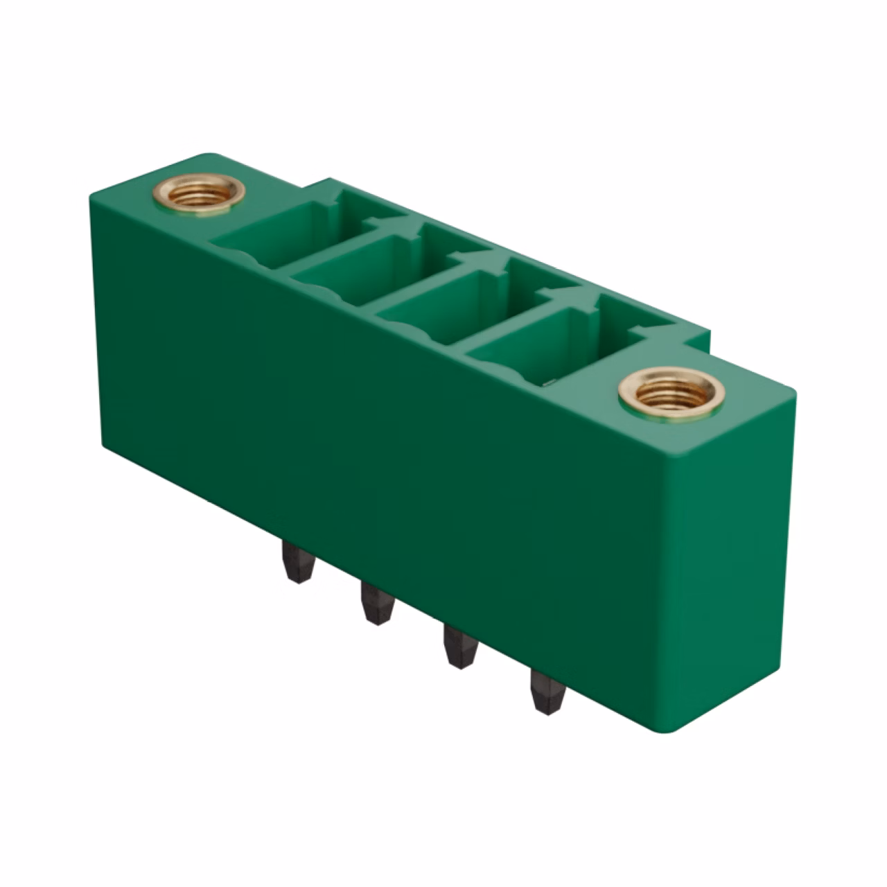 3.81mm Pitch Eurostyle Vertical PCB Header, with Threaded Retention Inserts, Green Housing, 4 Circuits for sale