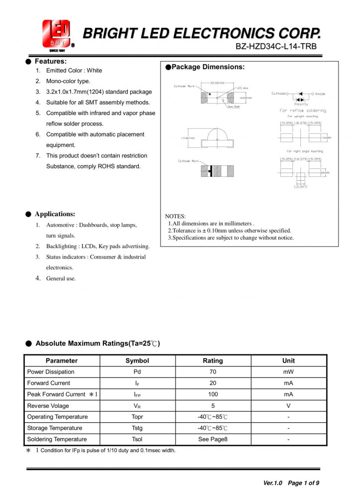 BZ-HZD34C-L14-TRB datasheet page 1