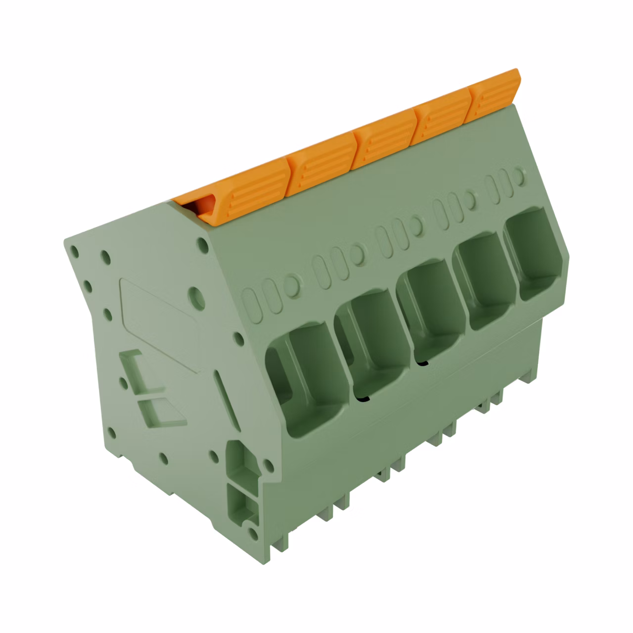 10.00mm Pitch Lever Activated Fixed Mount PCB Terminal Block, 35° Wire Entry, Left Front Terminal, 5 Circuits for sale