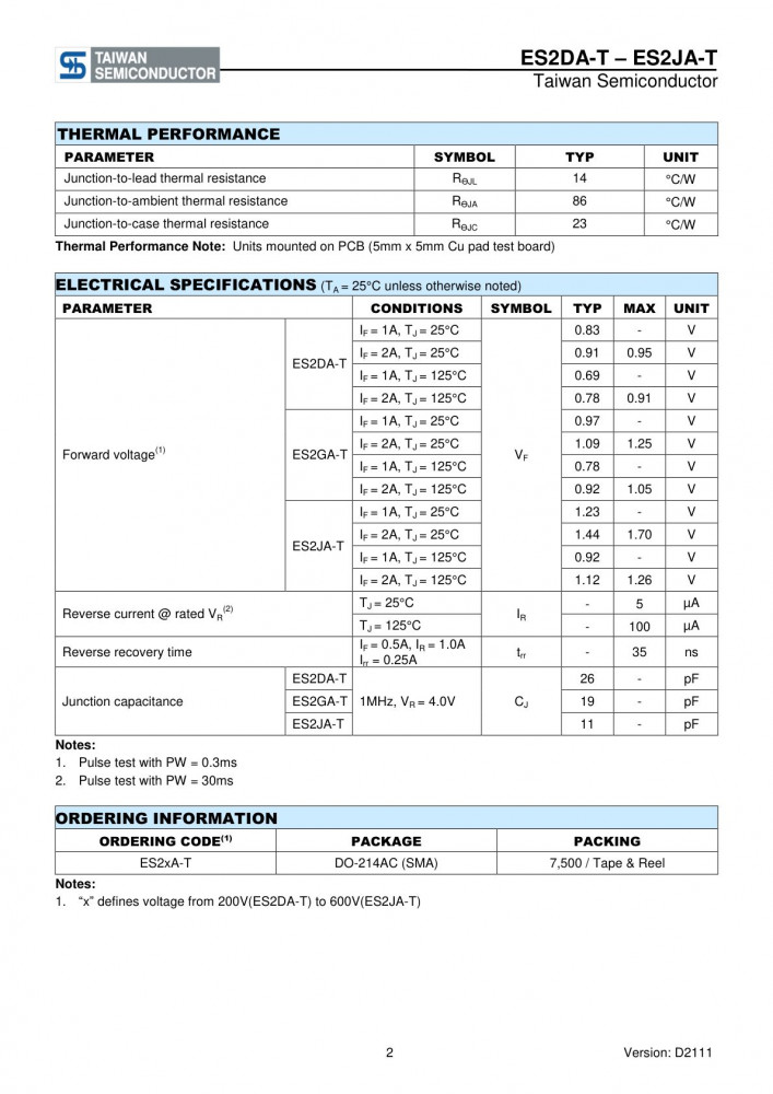 ES2JA-T datasheet preview, page 2