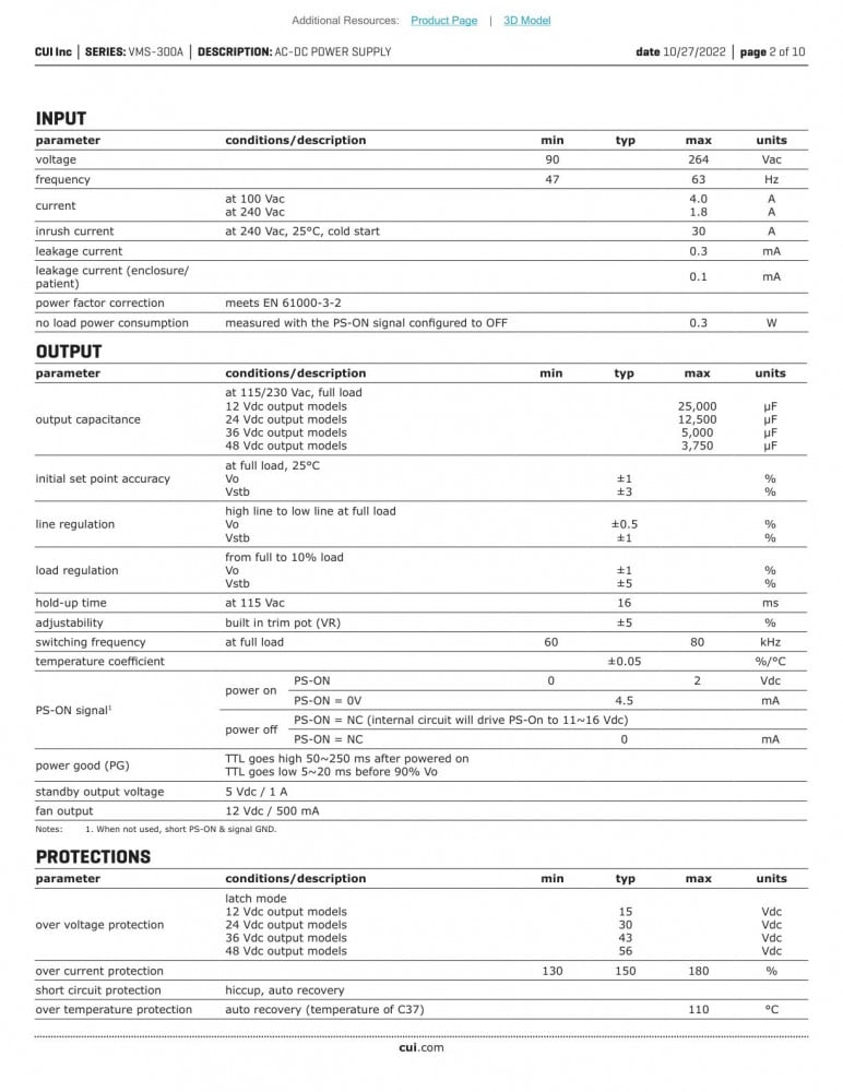CUI VMS-300A-48 datasheet page 2