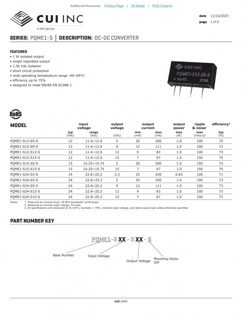 CUI PQME1-S12-S12-S datasheet page 1